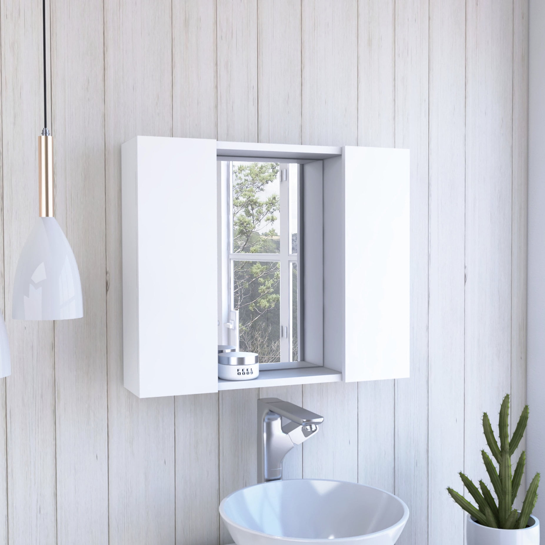 Medicine Storage Double Door Cabinet | Mirror and Shelf for Vanity ...