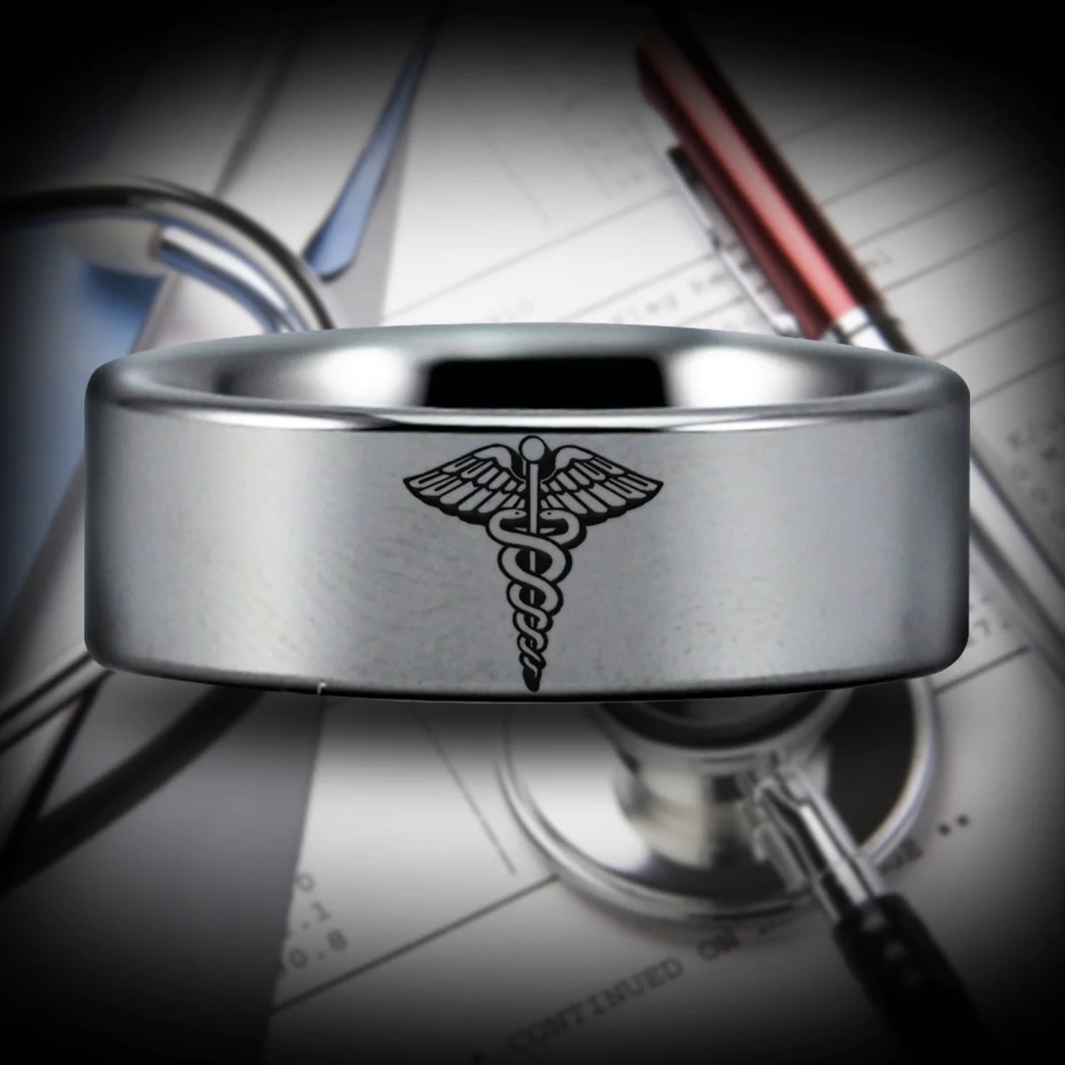 Medicine Symbol Tungsten Carbide Ring - Walmart.com