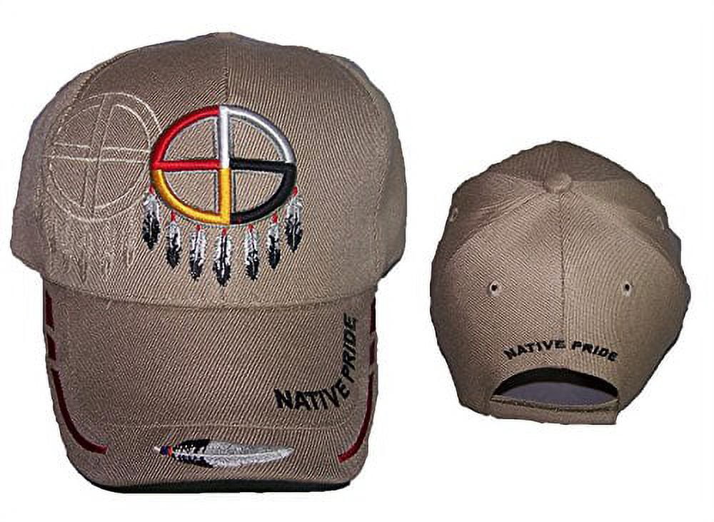 Medicine Wheel Native Pride Embroidered Baseball Caps - Khaki Color ...