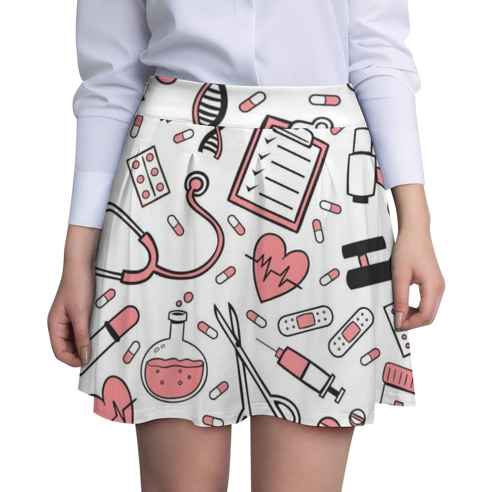 Medicine Women's Casual Mini Skirt Invisible Zipper Summer Skirts High ...