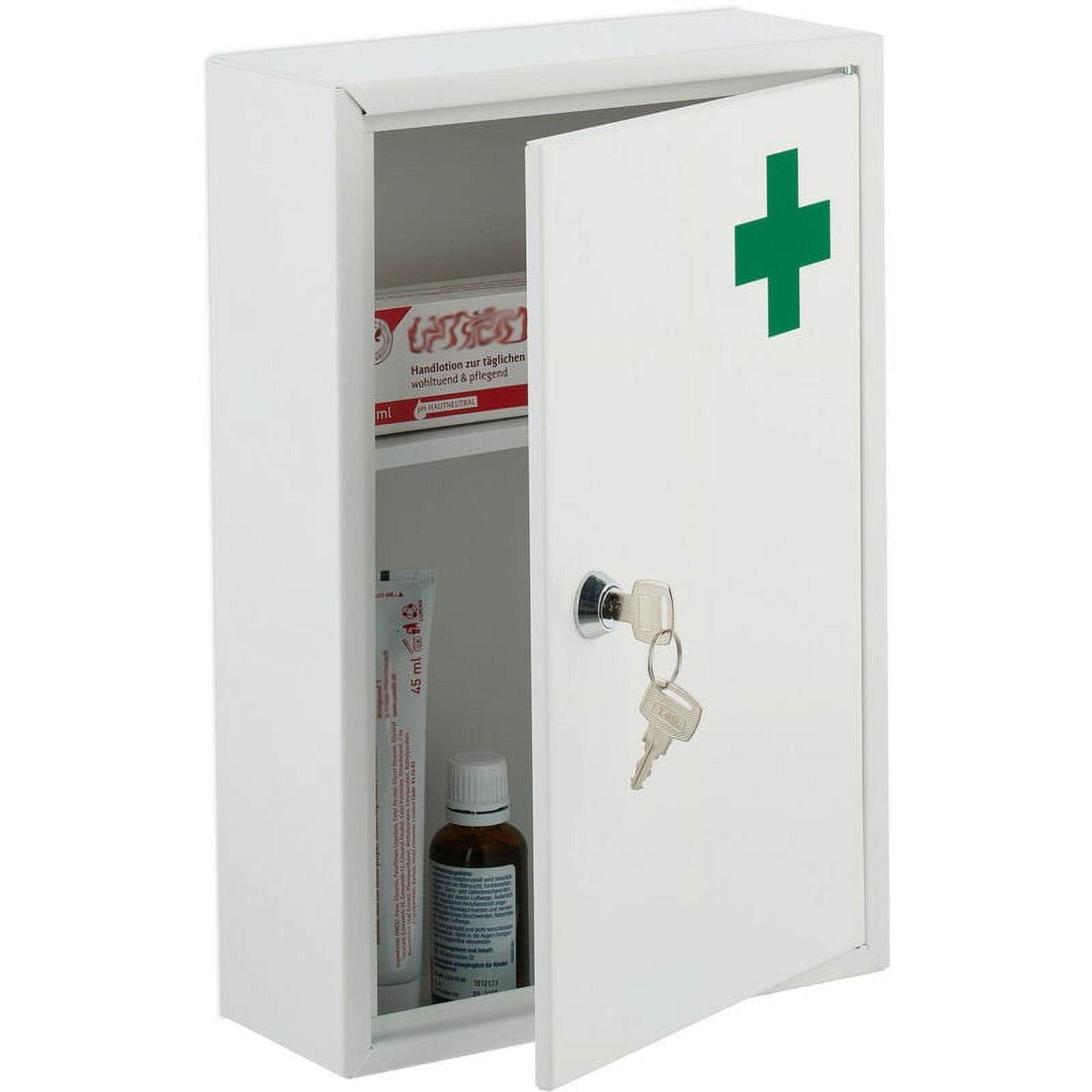 Medicine cabinet, lockable, 2 levels, steel, HxWxD: 32x21.5x8 cm, for ...