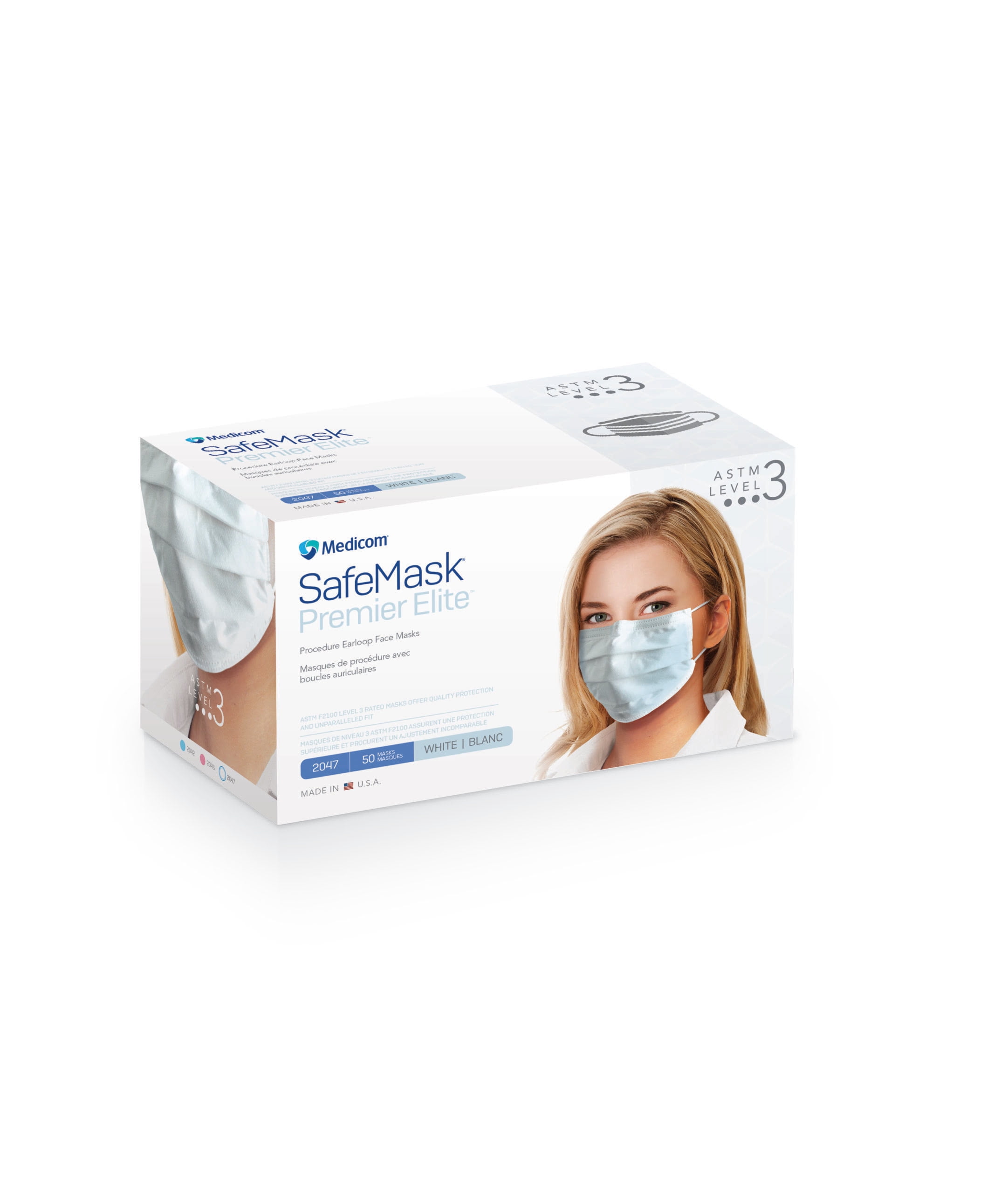 Medicom 2047 SafeMask Premier Elite Earloop Face Masks ASTM Level 3 ...