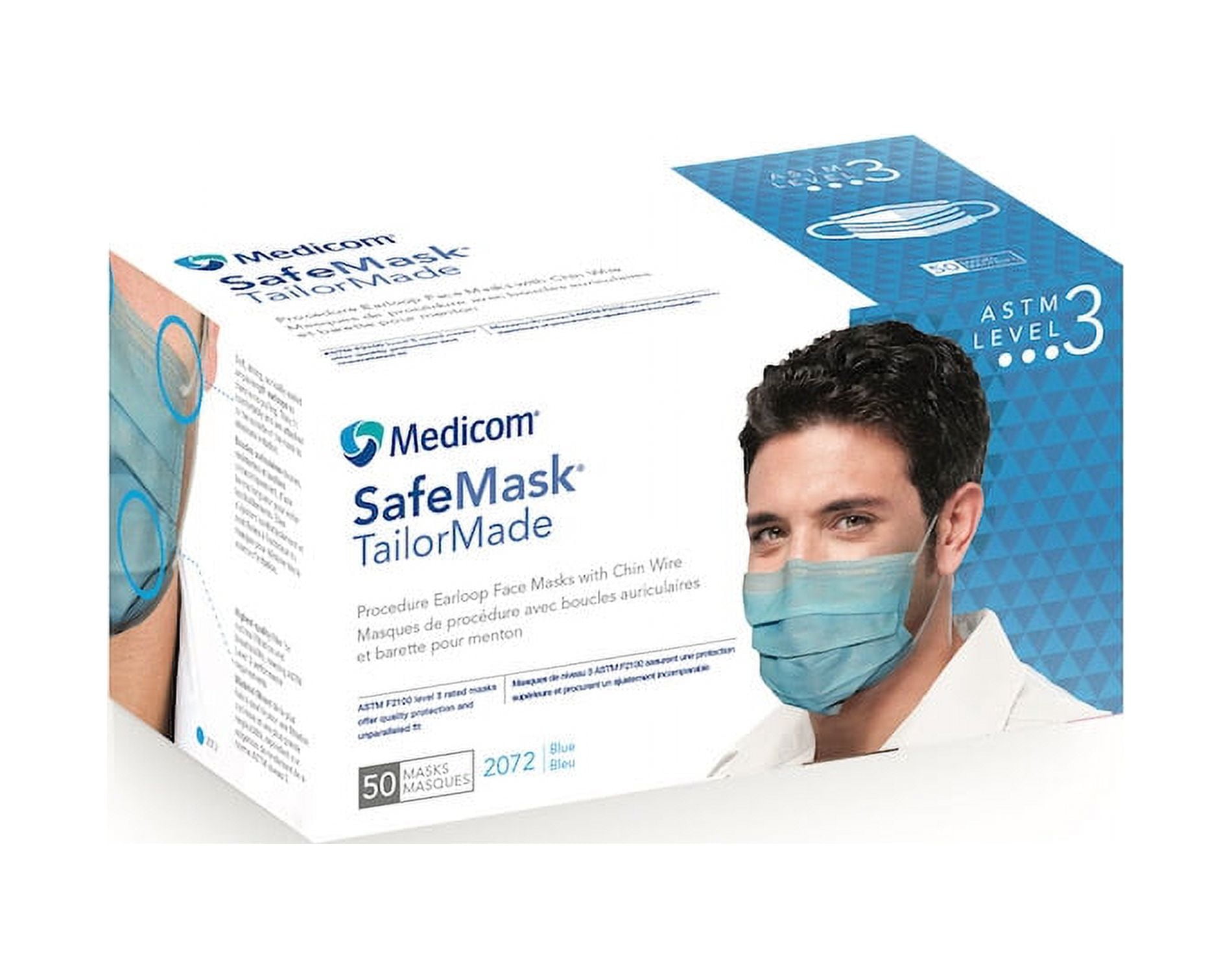Medicom 2072 SafeMask TailorMade Earloop Face Masks, COVID Health ...