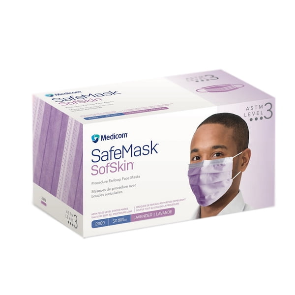 Medicom 2089 SafeMask SofSkin Earloop Face Masks ASTM Level 3 Lavender ...