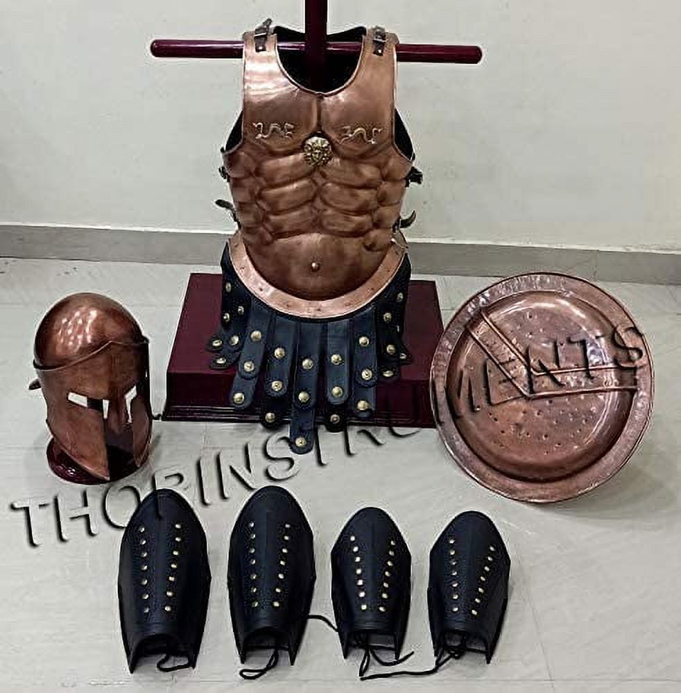 Medieval 300 Spartan Armor Copper Helmet Muscle Jacket Leather Arm ...