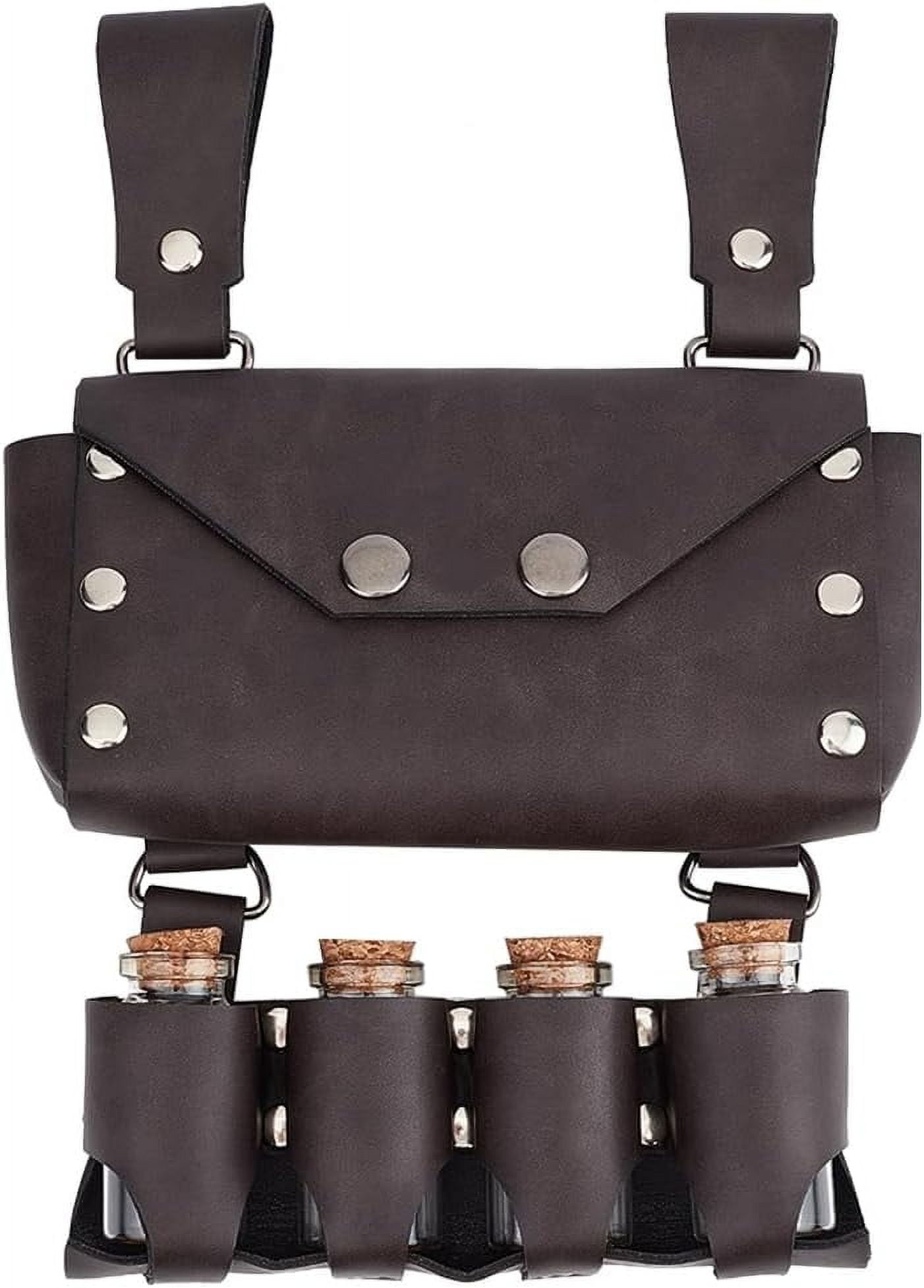 Medieval Alchemy Leather Belt Bag with 4 Cork Potion Vial Costume Pouch ...