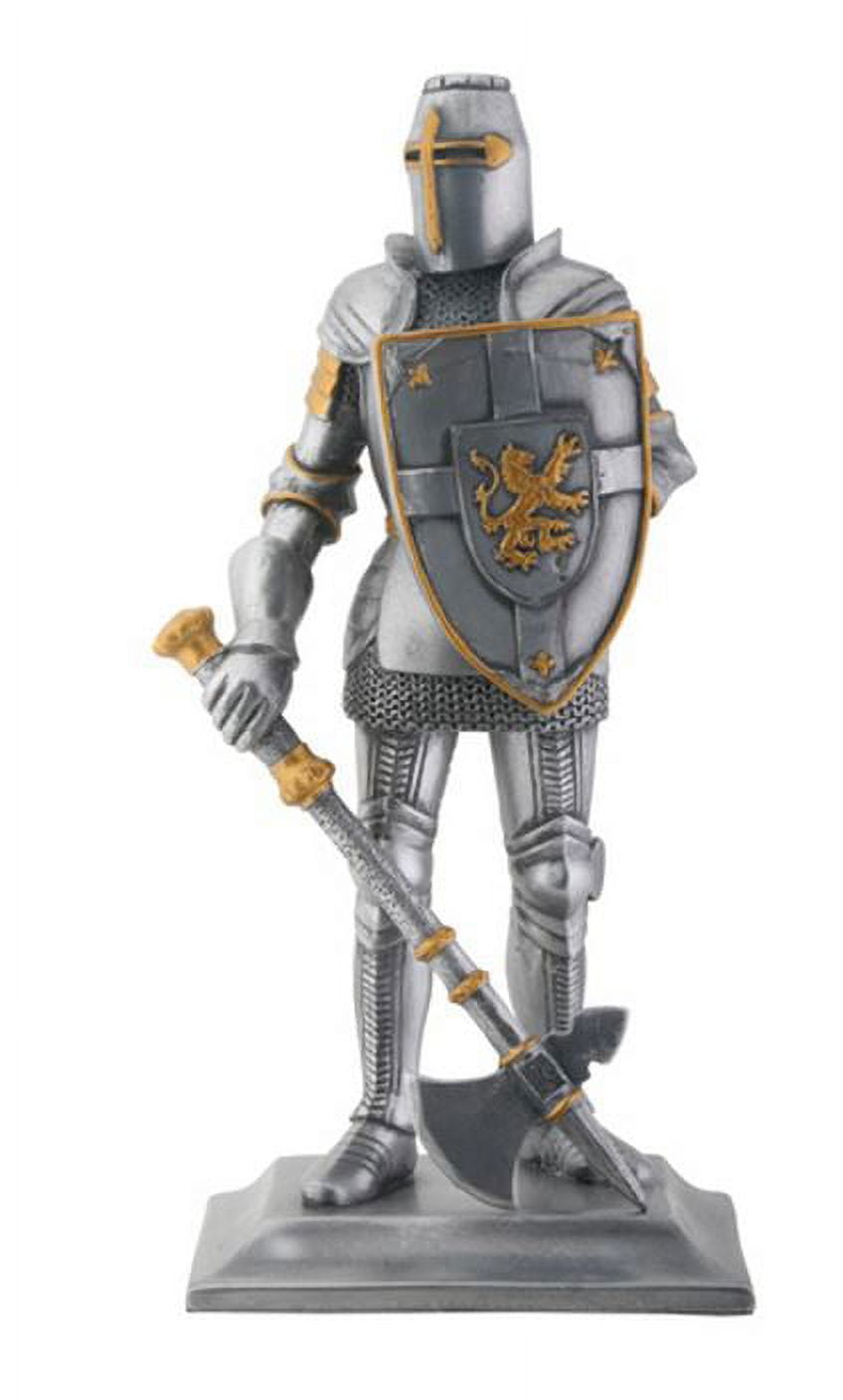 Medieval Armored Crusader Knight Holding Ax and Shield Figurine ...