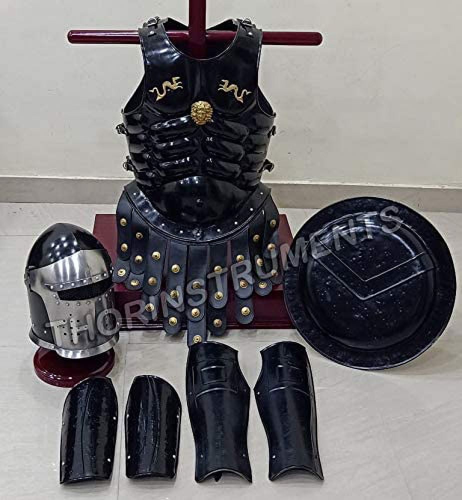 Medieval Barbuta Helmet Body Armor Muscle Jacket Leg & Arm Guard ...