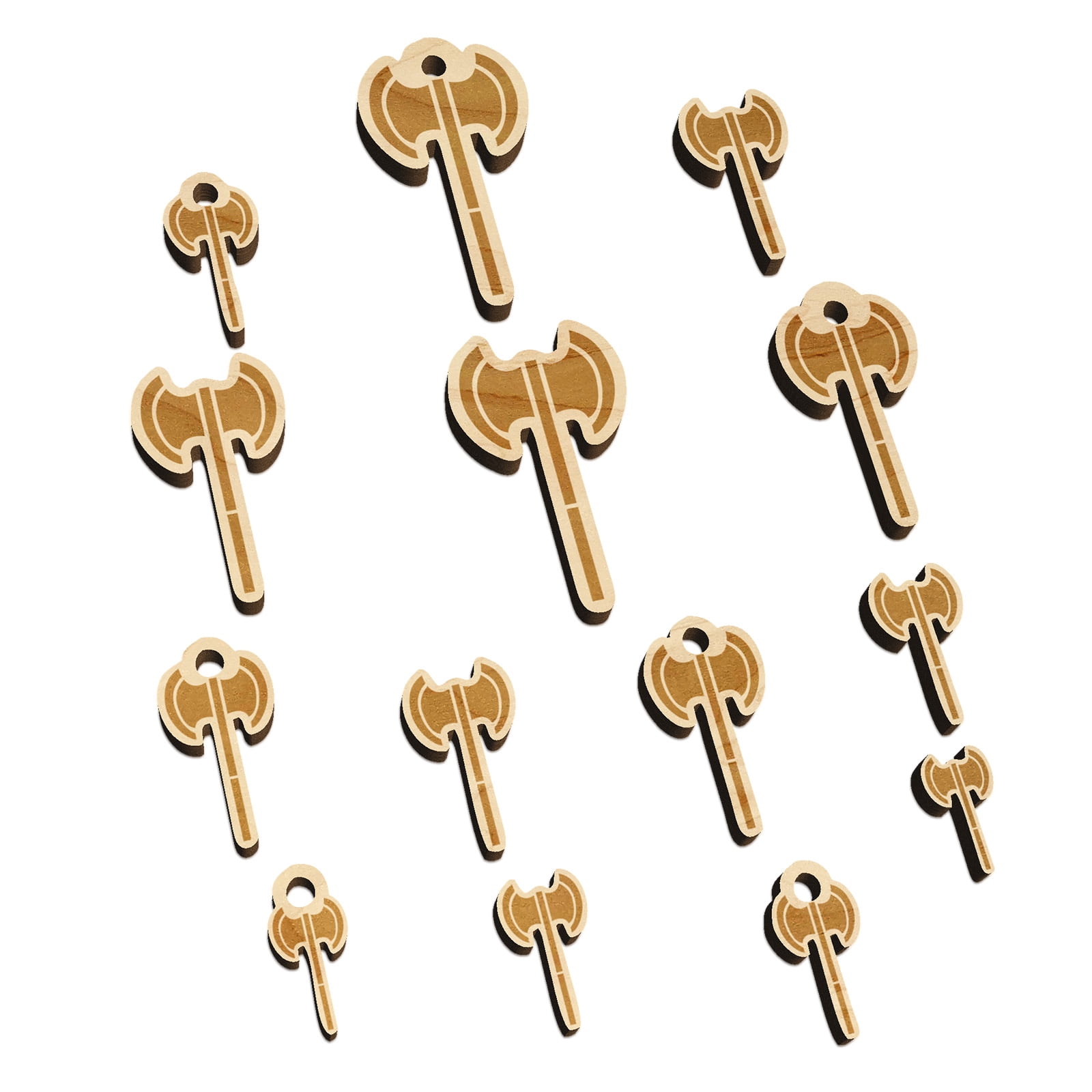 Medieval Battle Axe Wood Mini Charms Shapes DIY Craft Jewelry - With ...