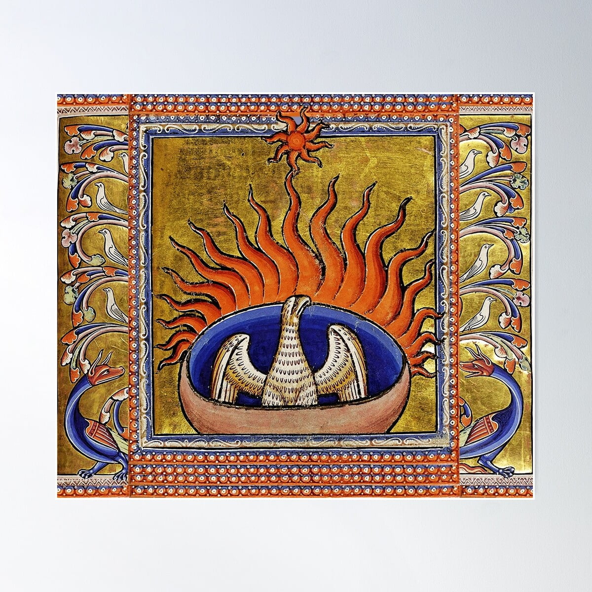 Medieval Bestiary,Phoenix In Red Flames,Tree Of Life ,Birds,Dragons ...