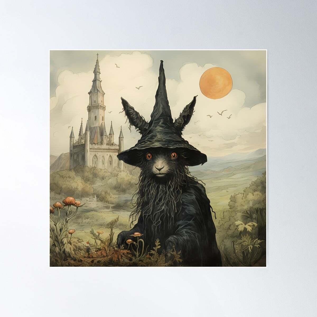 Medieval Bestiary Witches Goat Familiar Poster Wall Art, Modern Wall ...