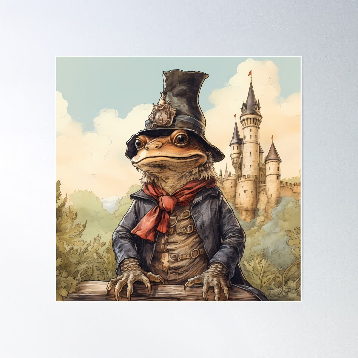 Medieval Bestiary Witches Lizard Familiar Poster Wall Art, Modern Wall ...