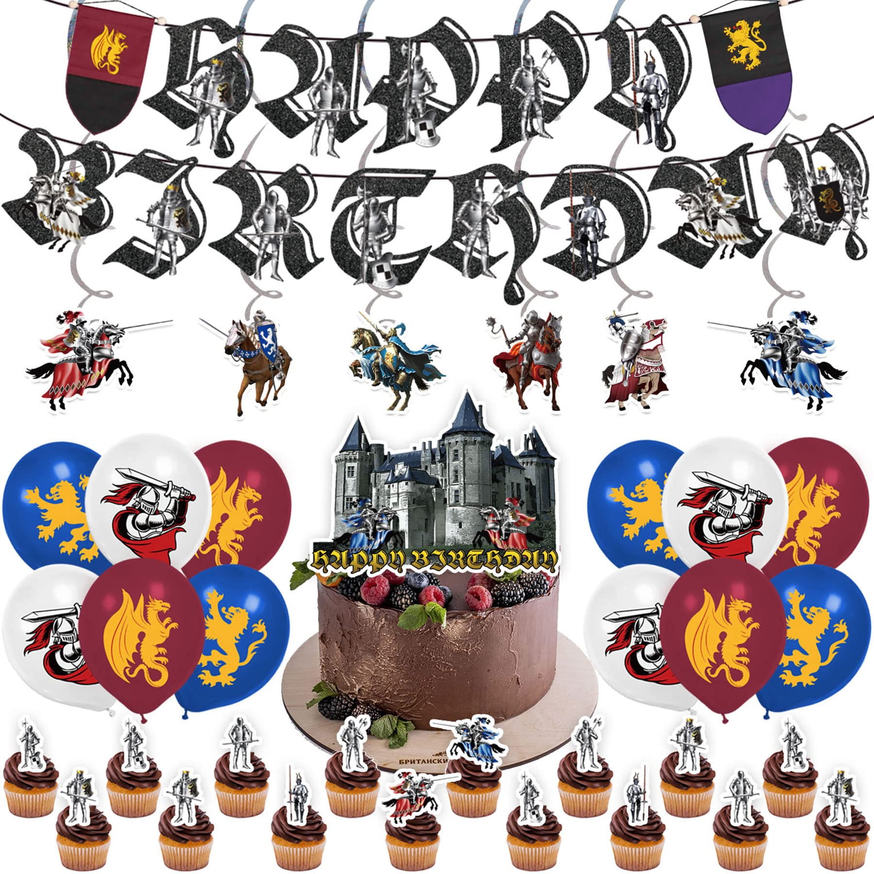 Medieval Birthday Party Supplies Knights Party BSL1 Decorations Include ...