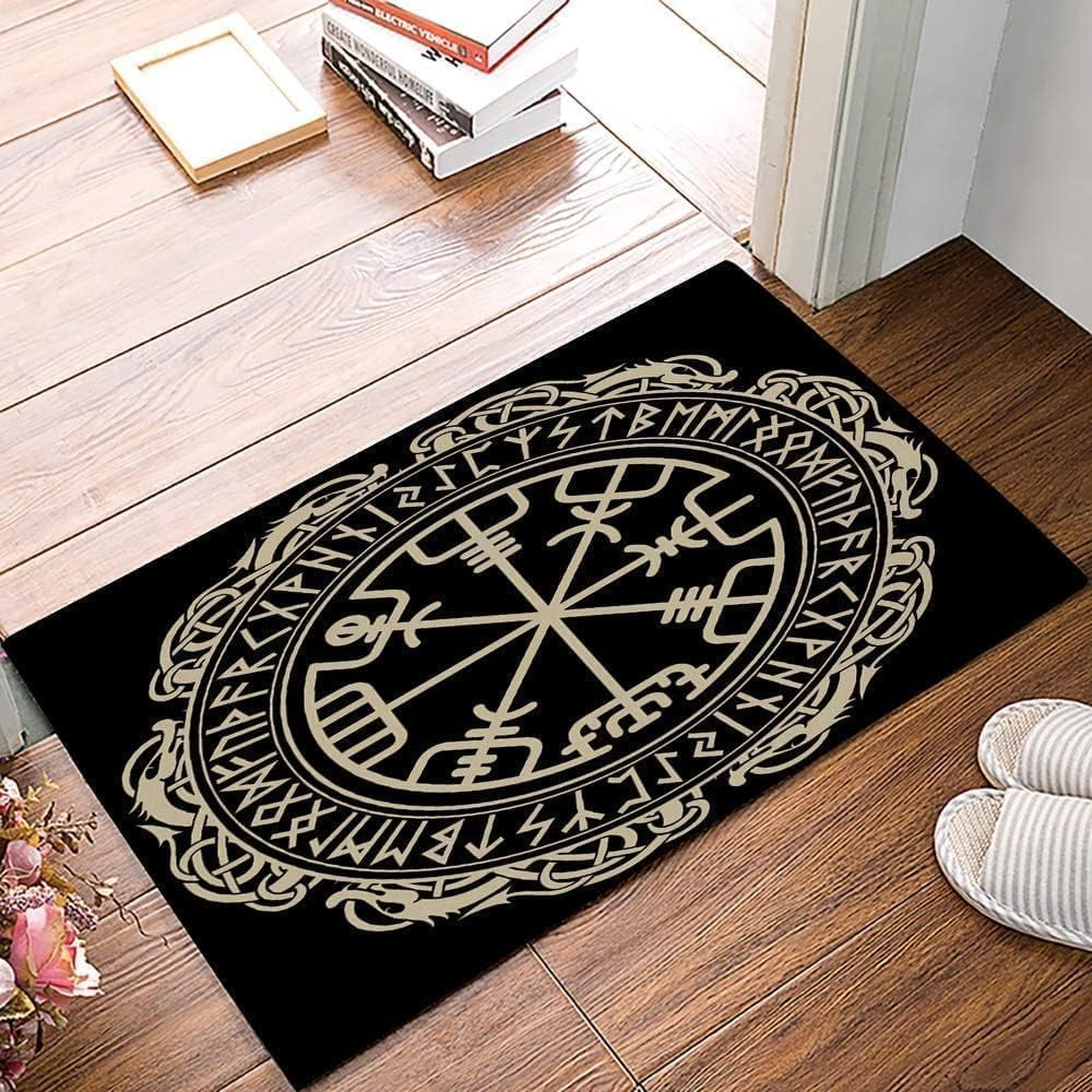 Medieval Black Mandala Tattoo Welcome Entrance Door Mat Outdoor Balcony ...