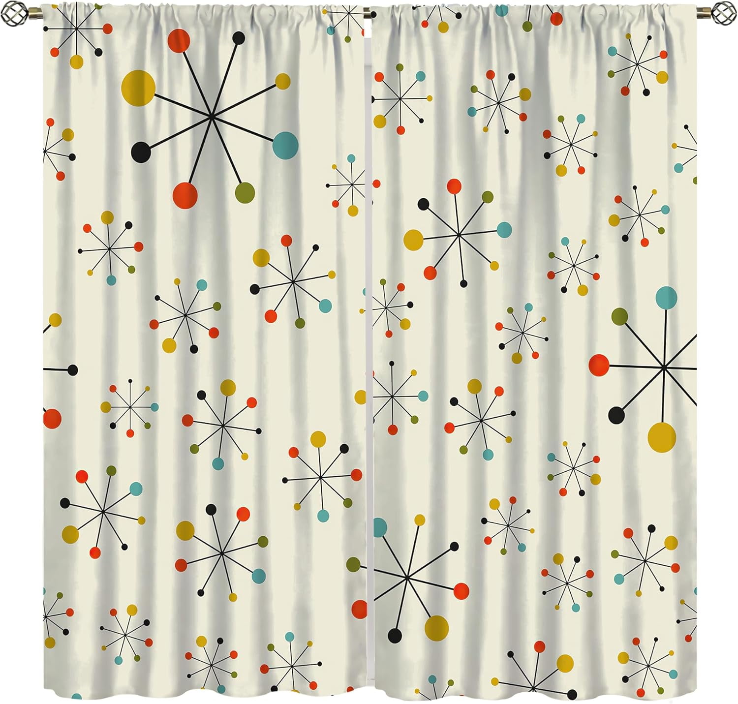 Medieval Blackout Curtains, 50s and 60s Medieval Geometric Abstract ...