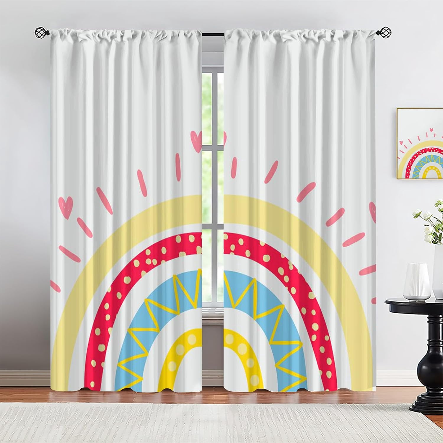 Medieval Boho Rainbow Blackout Curtains for Classroom Kids Girls Teen ...