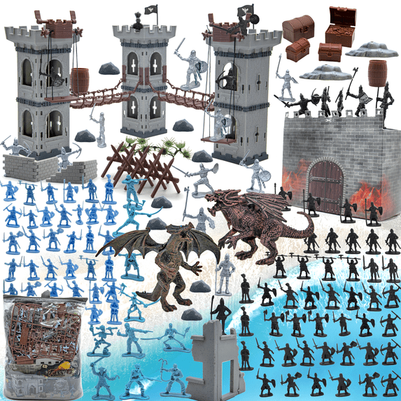Plustopoy, Medieval Castle Knight Toy Set, 250+ Pieces Gray - Walmart.com