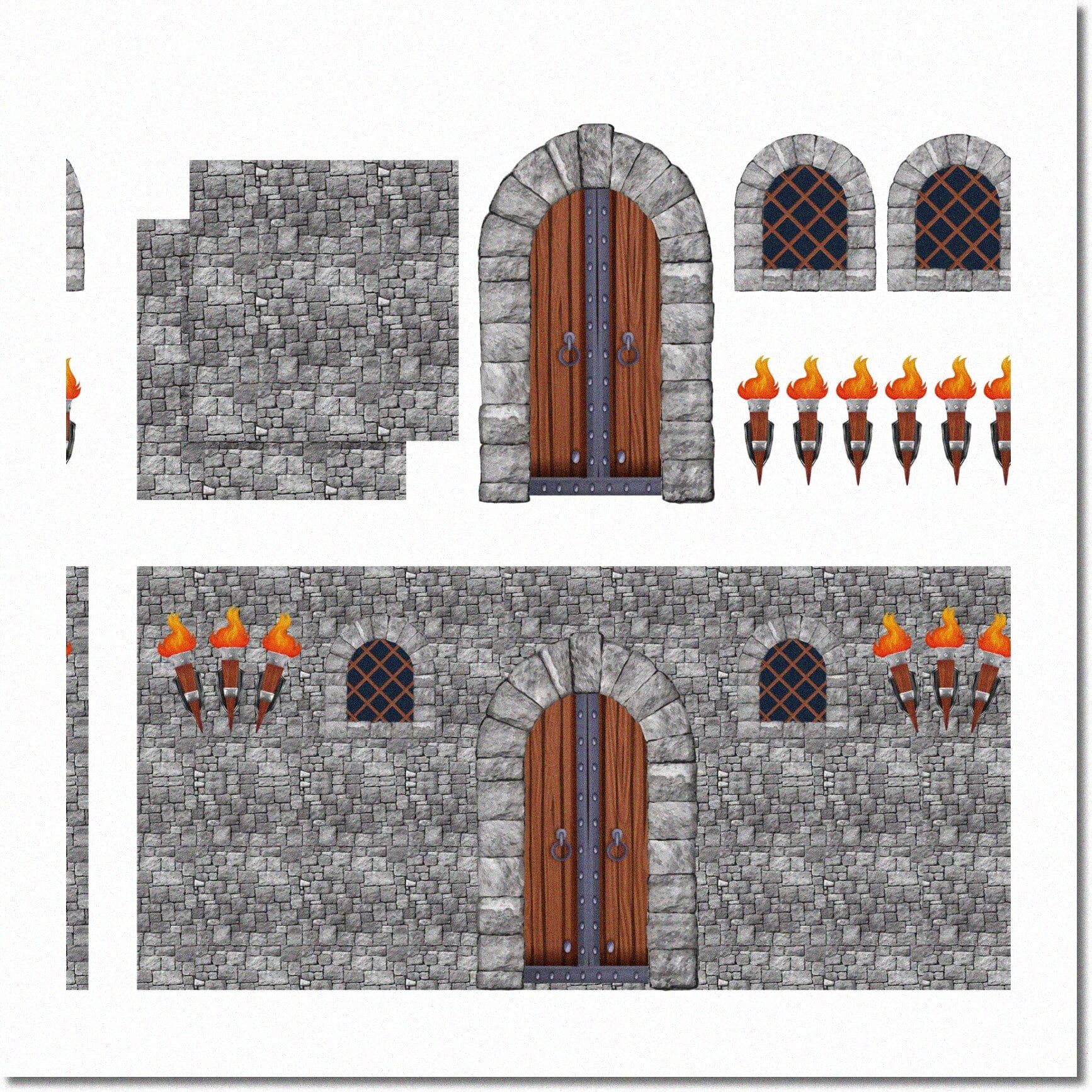 Medieval Castle Party Decor Kit - Stone Wall Backdrop, Door, Windows ...