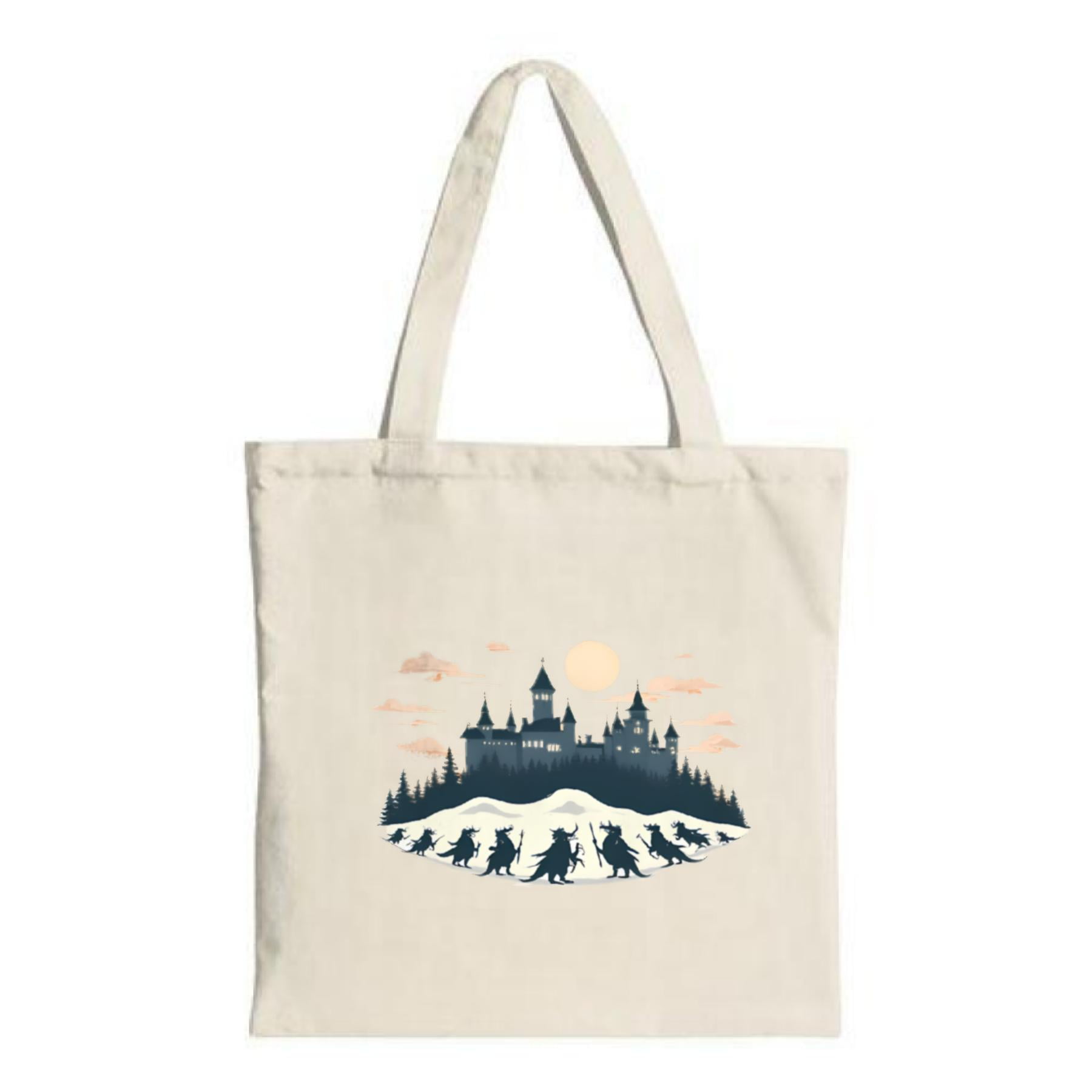 Medieval Castle Silhouette Tote Bag - Canvas Reusable Perfect for ...