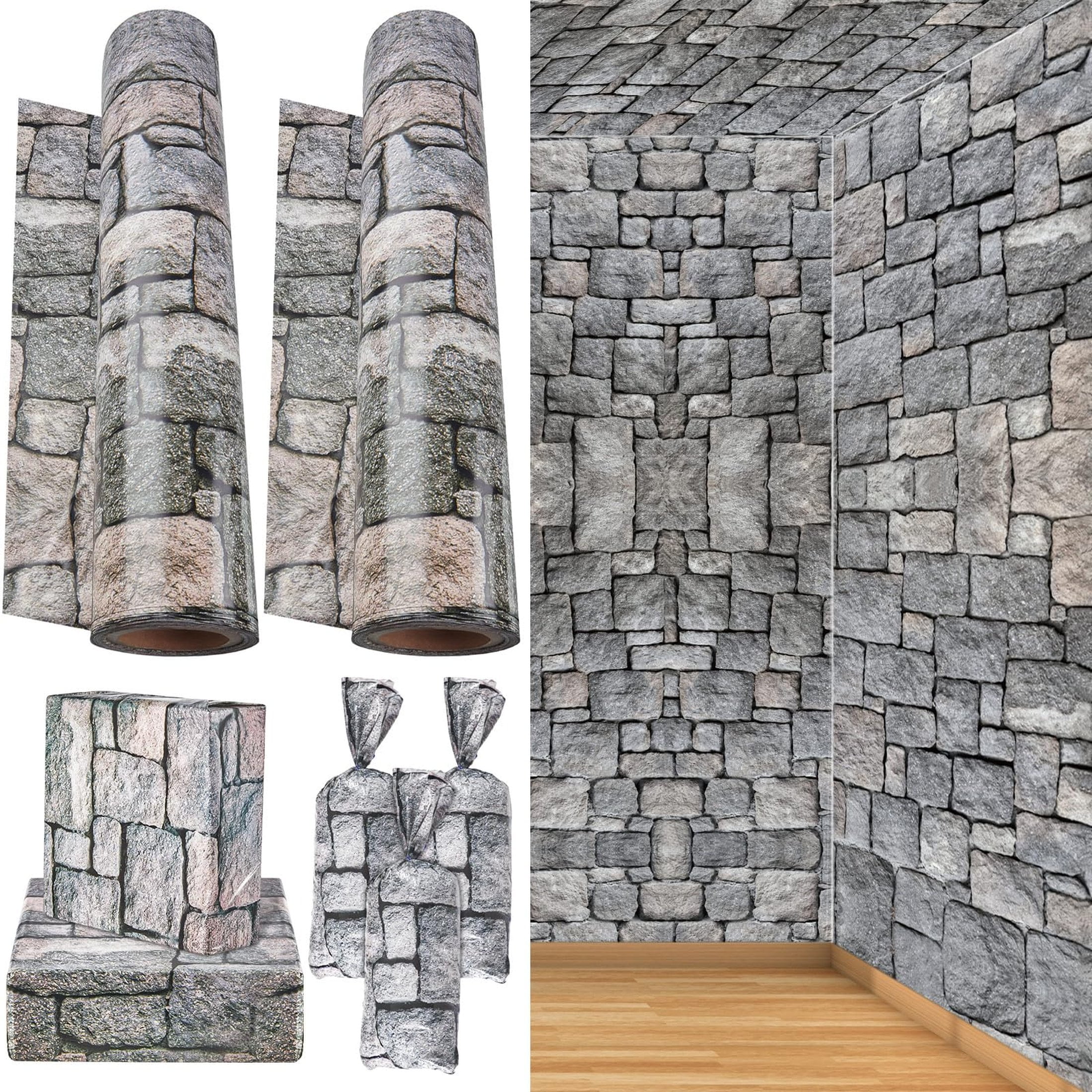 Medieval Castle Stone Wall Scene Setter Kit - 2 Pack 164 ft Backdrop ...