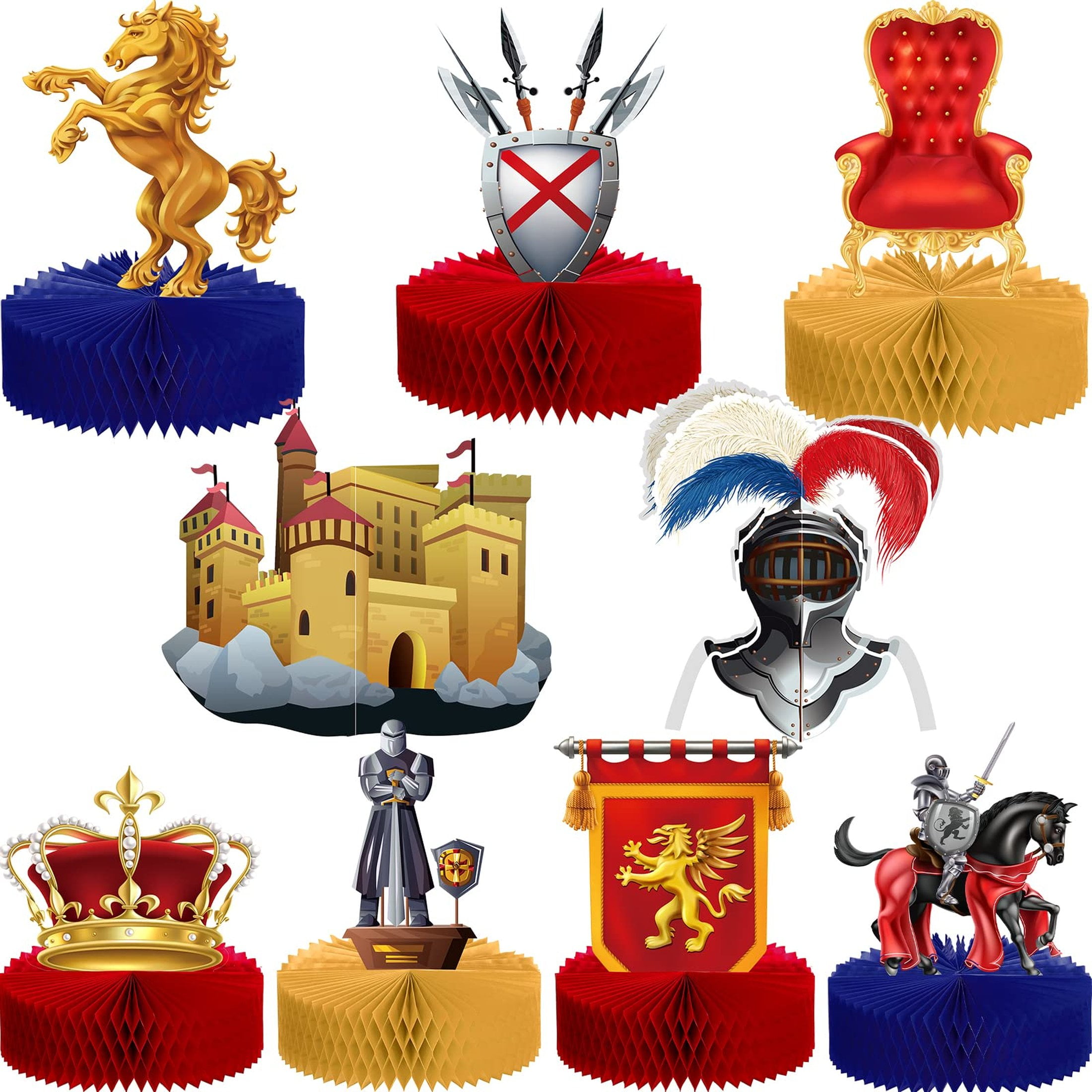 Medieval Castle Tabletop Decor Set - 9 Pack Honeycomb Centerpieces ...