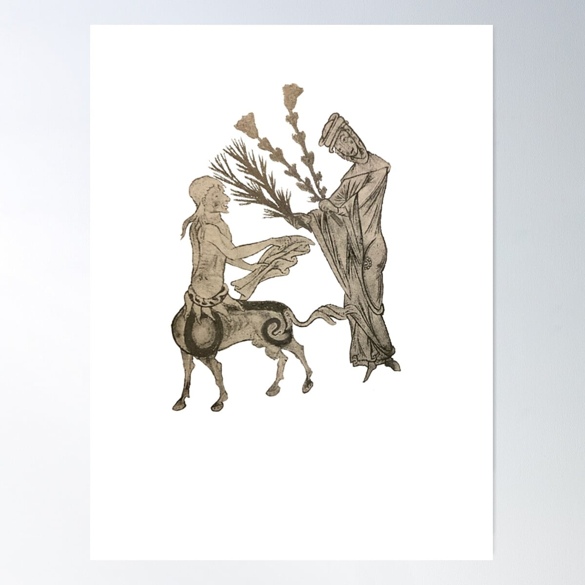 Medieval Centaur Illustration Of Chiron And Diana Poster Wall Art ...