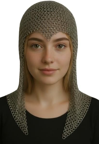 Medieval Chainmail Hood for Women/Men Metal Chain Mail Coif Headpiece ...