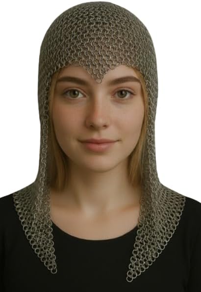 Medieval Chainmail Hood for Women/Men Metal Chain Mail Coif Headpiece ...