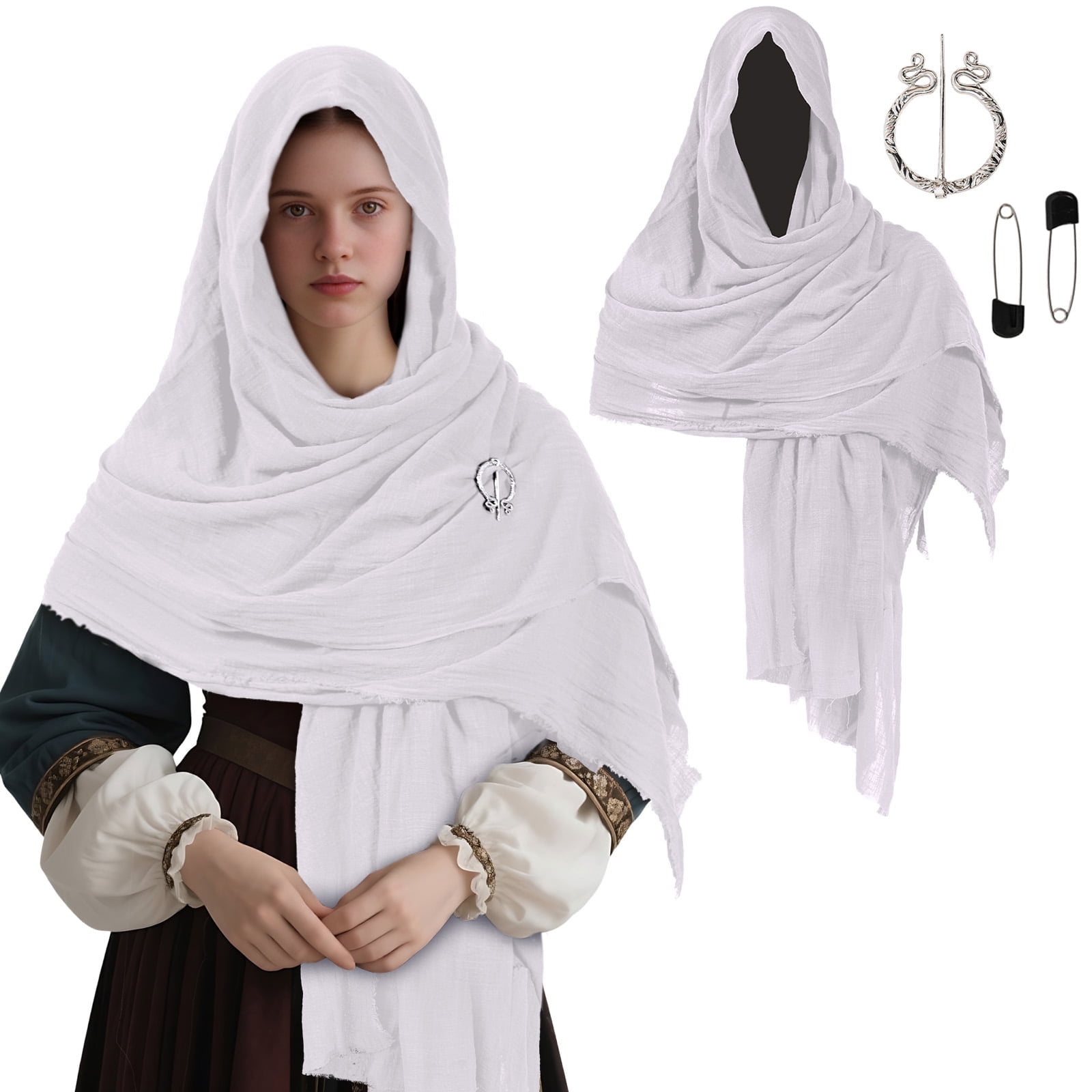 Medieval Cloak with Hood Men Renaissance Viking Cape Post Apocalyptic ...