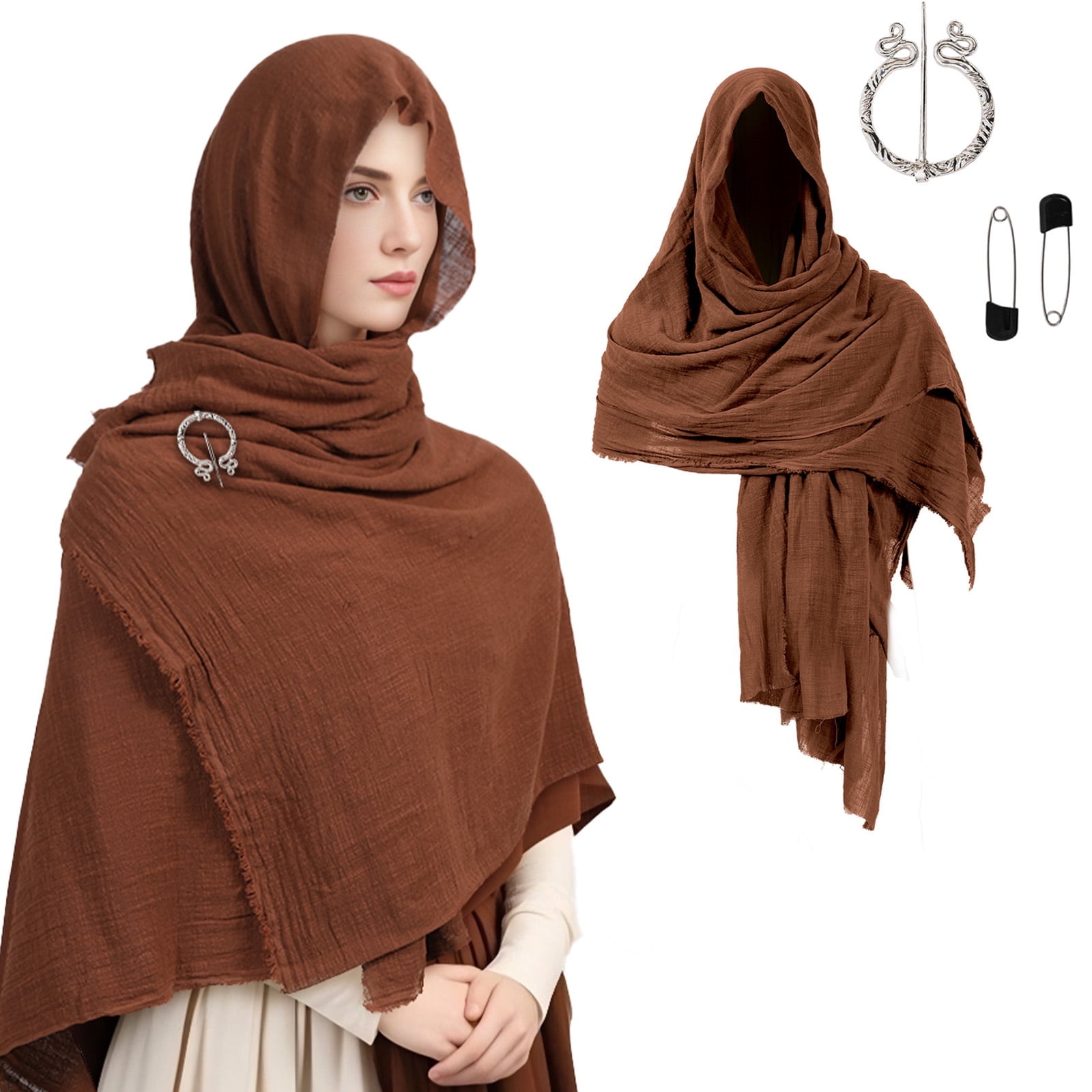 Medieval Cloak with Hood Men Renaissance Viking Cape Post Apocalyptic ...