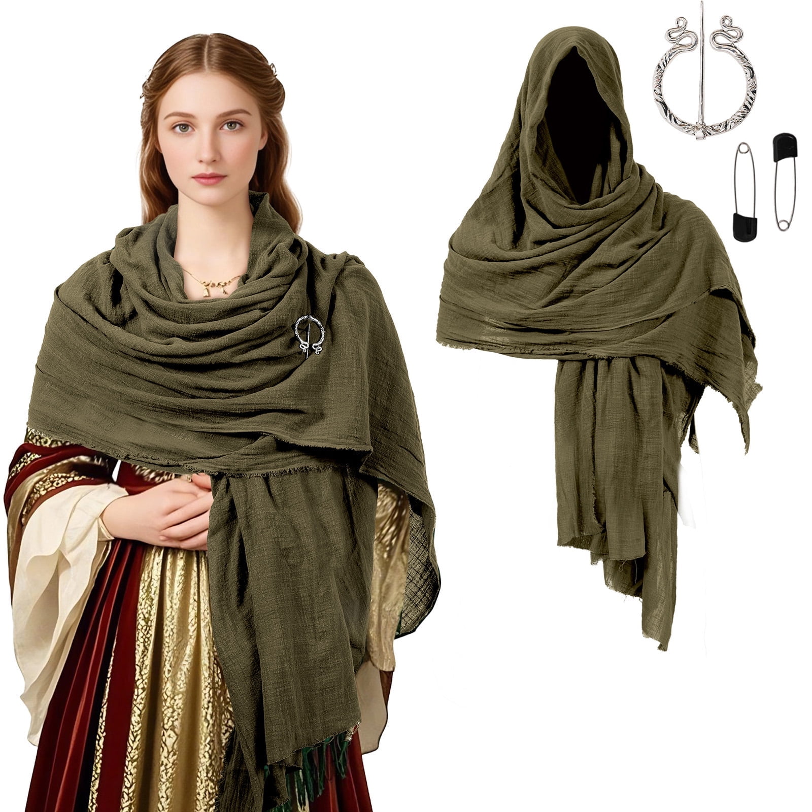 Medieval Cloak with Hood Men Renaissance Viking Cape Post Apocalyptic ...