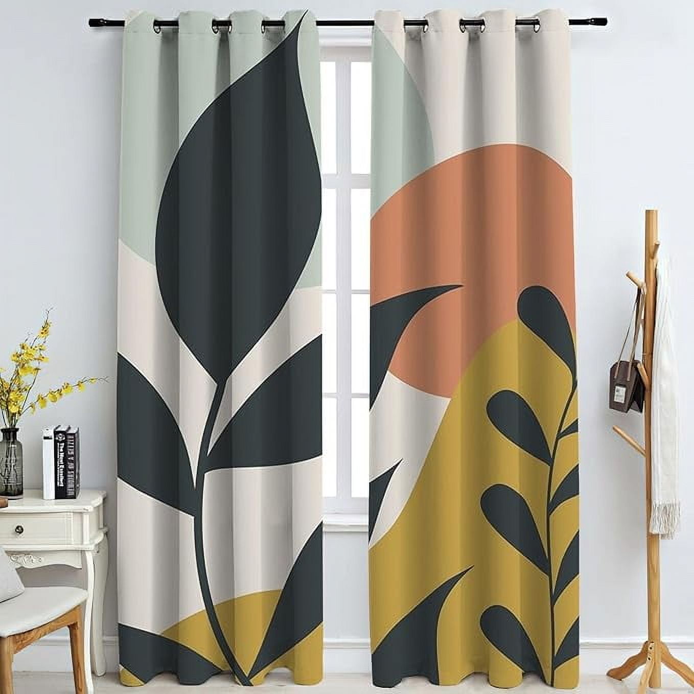 Medieval Colored Plants Blackout Curtains, Modern Retro Art Style 3D ...