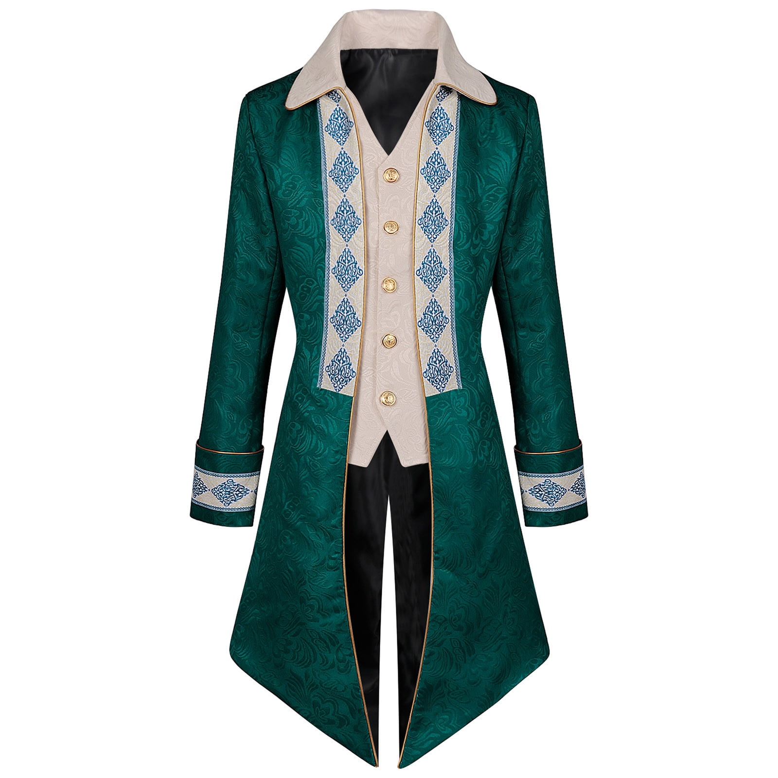 Medieval Costume Men Lace Patchwork Turn-down Collar Long Sleeve ...