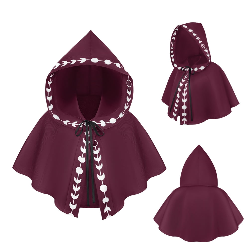 Medieval Cowl Hooded Cloak Halloween Poncho Wicca Cosplay Hat Short ...