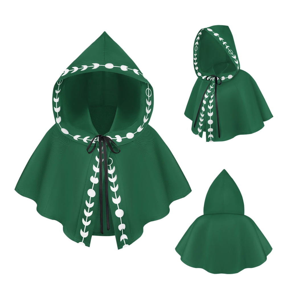 Medieval Cowl Hooded Cloak Halloween Poncho Wicca Cosplay Hat Short ...