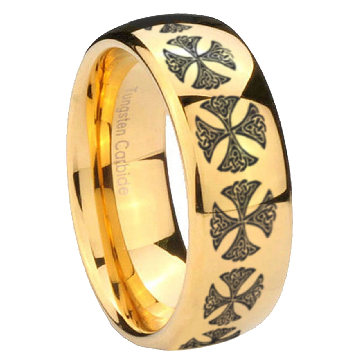 Medieval Cross 8MM Dome Gold Plated Tungsten Men Ring - Walmart.com