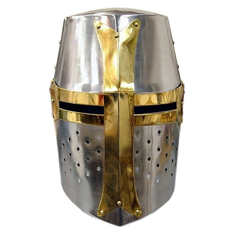 Medieval Crusader Knight Helmet Mason's Brass Cross Templar Helm with ...