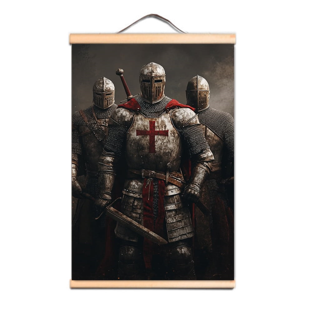 Medieval Crusader Knight Tapestry Wall Decor Art - Wall Art for Christian History Fans - Vintage ...