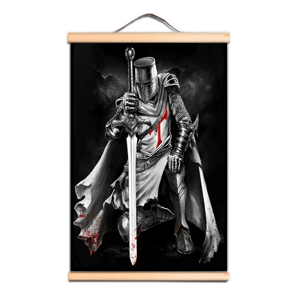 Medieval Crusader Knight Tapestry Wall Decor Art - Wall Art for Christian History Fans - Vintage ...