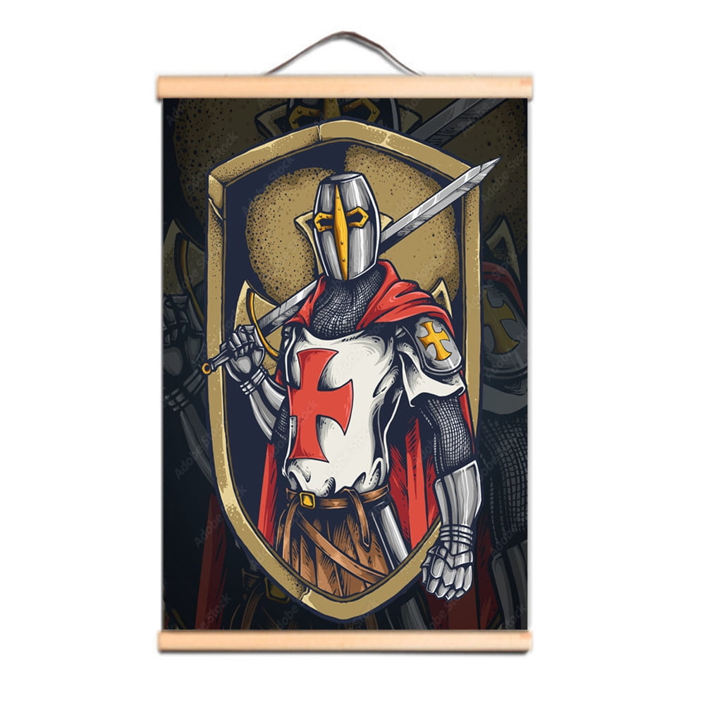 Medieval Crusader Warrior Tapestry Canvas Scroll Painting Wall Hanging ...