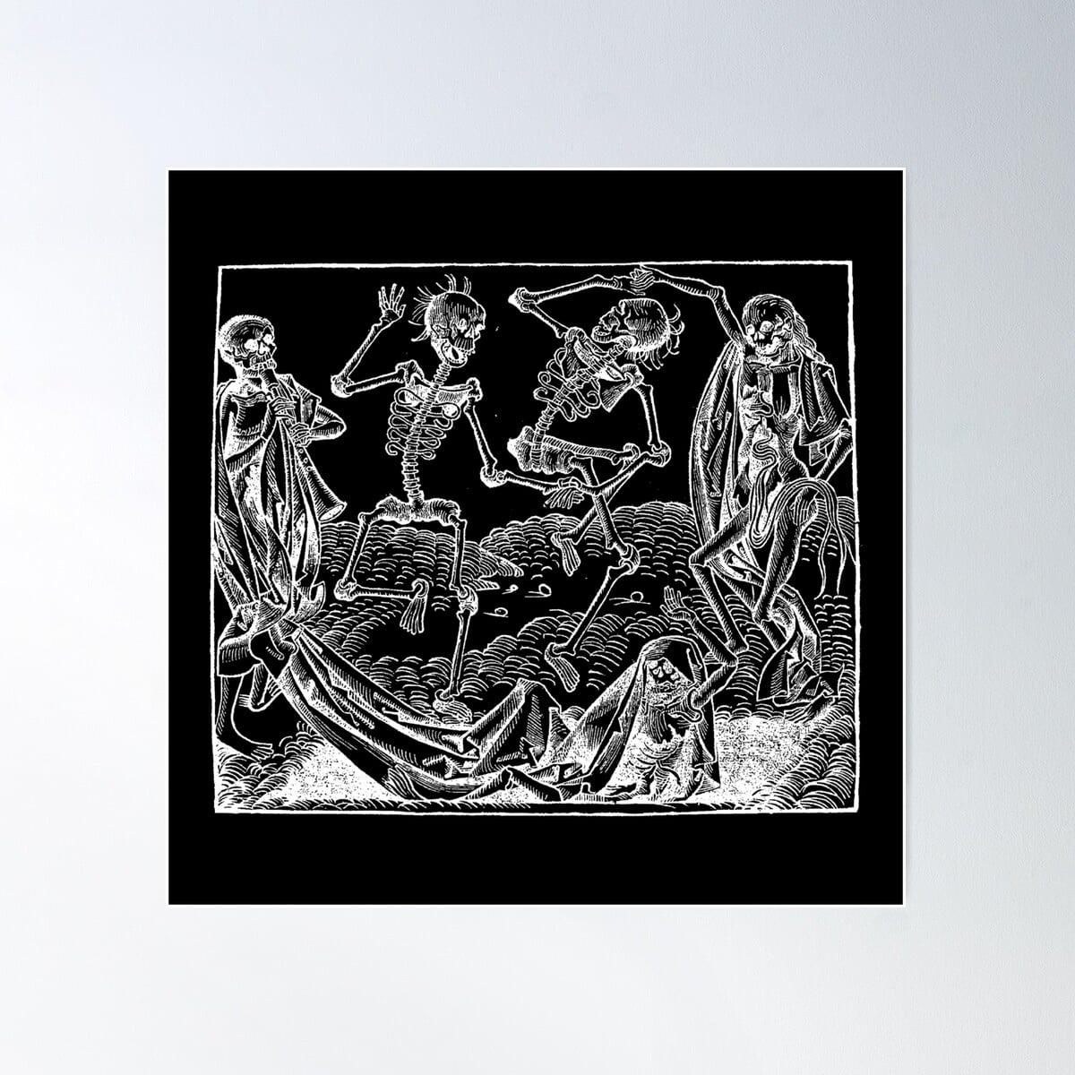 Medieval Dance Of Death Danse Macabre Dancing Skeletons Poster Wall Art ...