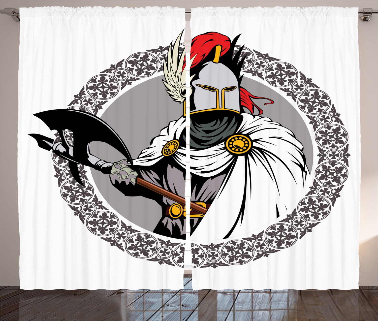 Ambesonne Medieval Curtains 2 Panel Set, Knight Heroic Armour, 108" x ...