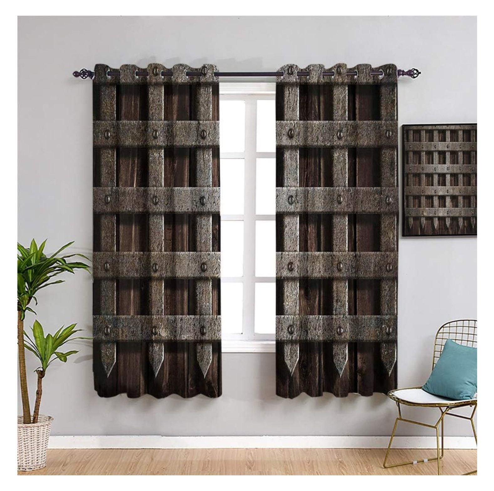 Medieval Decor Room Darkened Heat Insulation Curtain, Curtains 39 inch ...