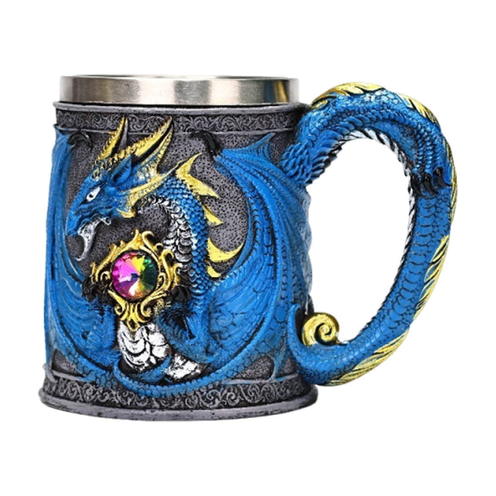 **Medieval Dragon Beer Mug - 3D Embossed Winged Dragon Cup - Stainless ...