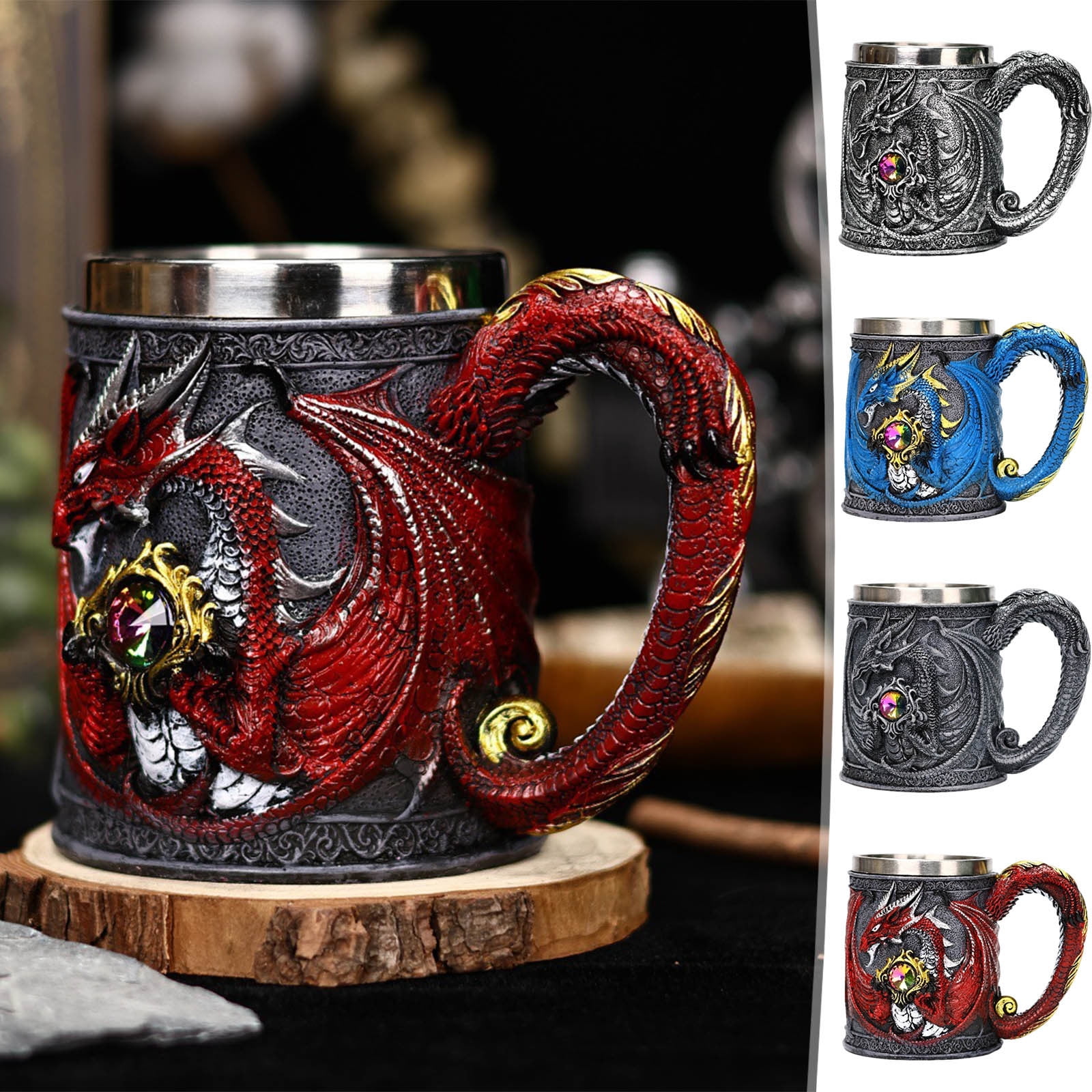 Medieval Dragon Winged Mug Beer Cup, Dragon Coffee Cup, 3d Embossed ...