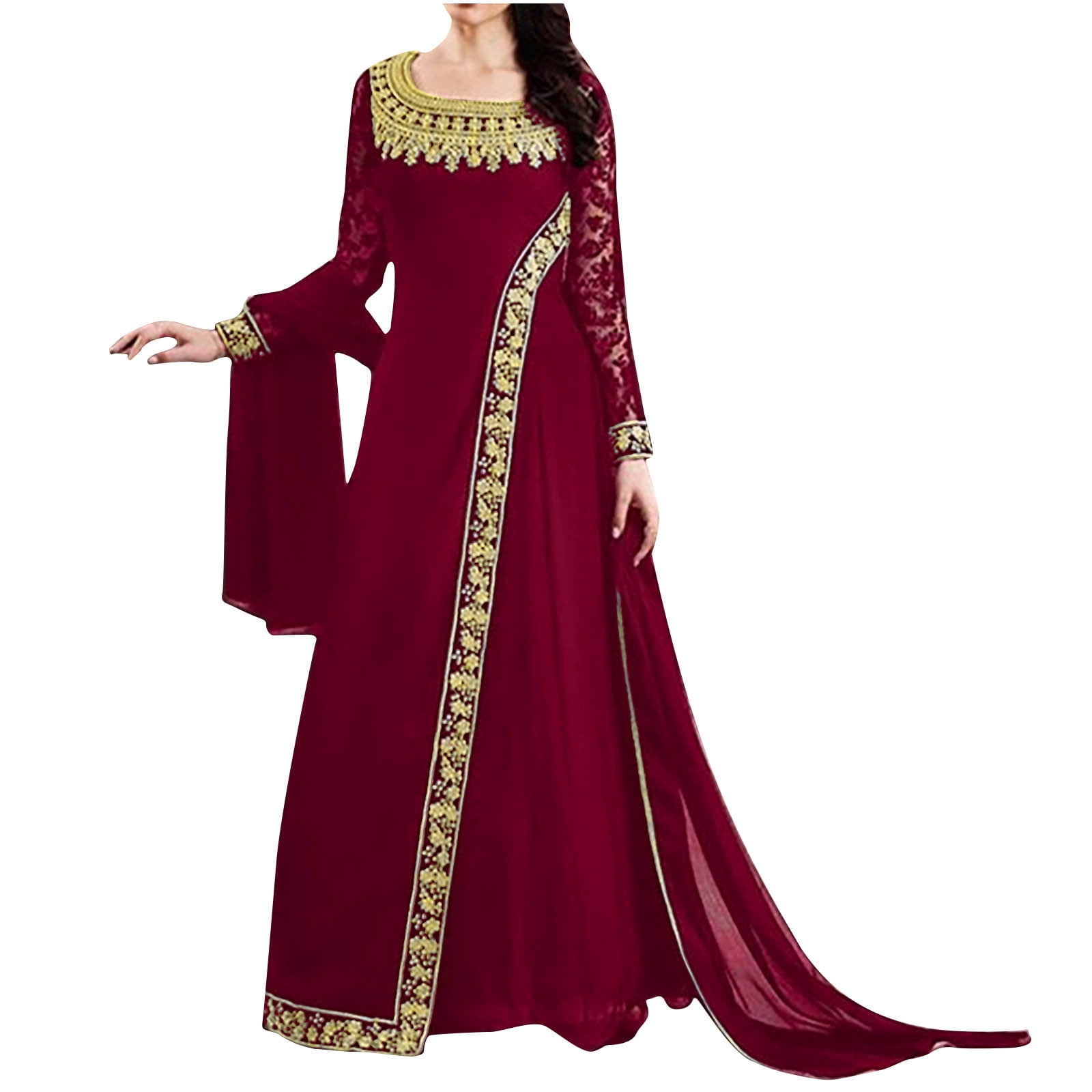 Medieval Dress for Women High Waisted Long Sleeve Renaissance Dress ...