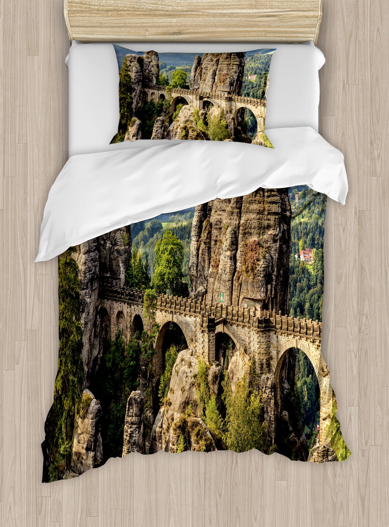 Medieval Duvet Cover Set, Famous Historical Bastion Bridge in Swiss ...