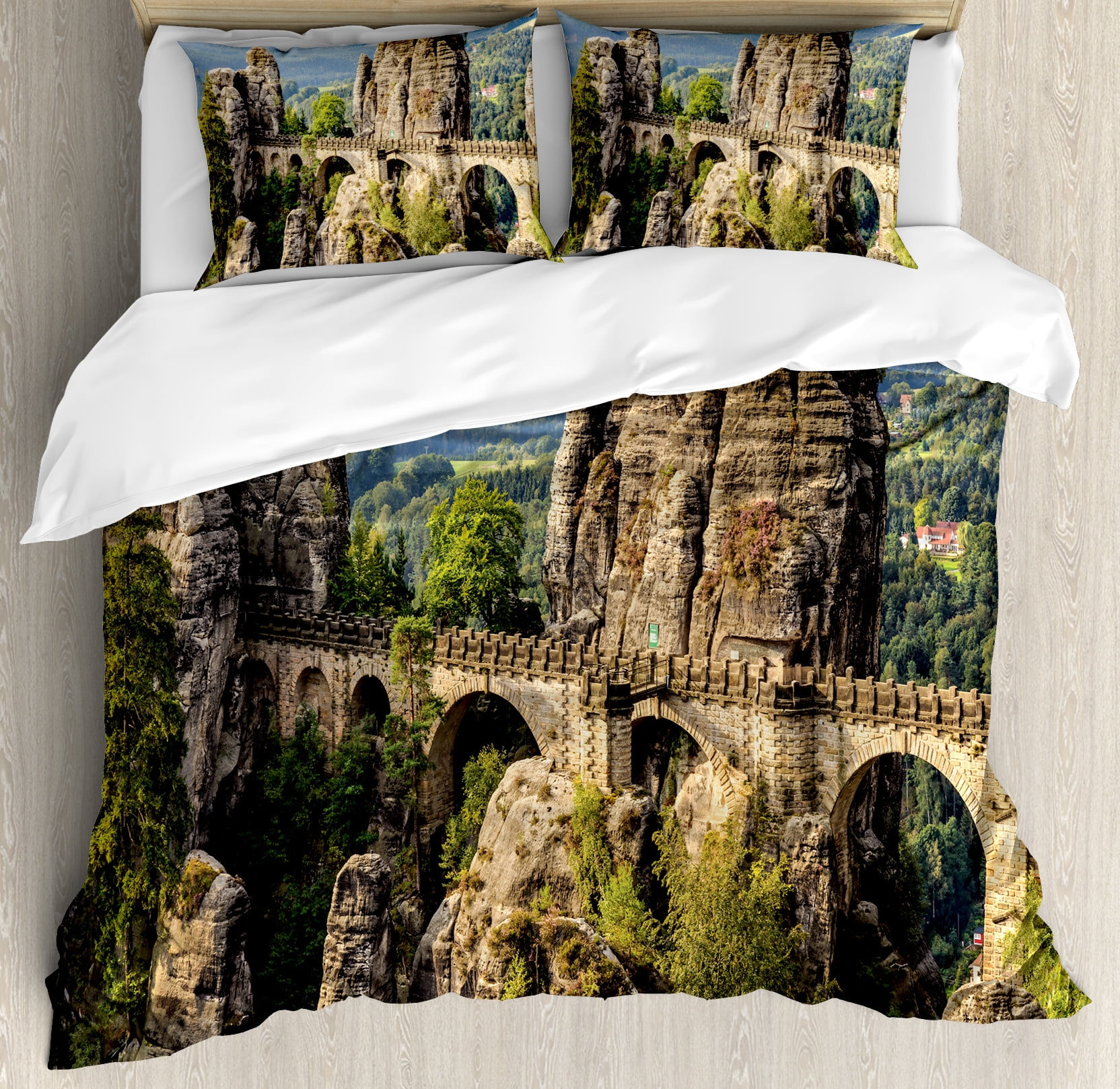 Medieval Duvet Cover Set, Famous Historical Bastion Bridge in Swiss ...