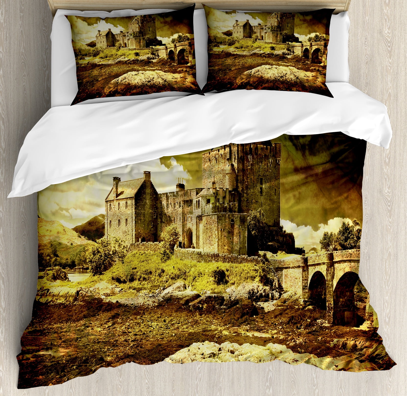 Medieval Duvet Cover Set, Old Scottish Castle Vintage Style European ...