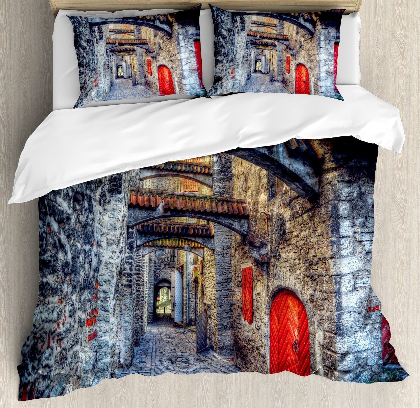 Medieval Duvet Cover Set, Old Stone Street Passage Estonia Middle Ages ...